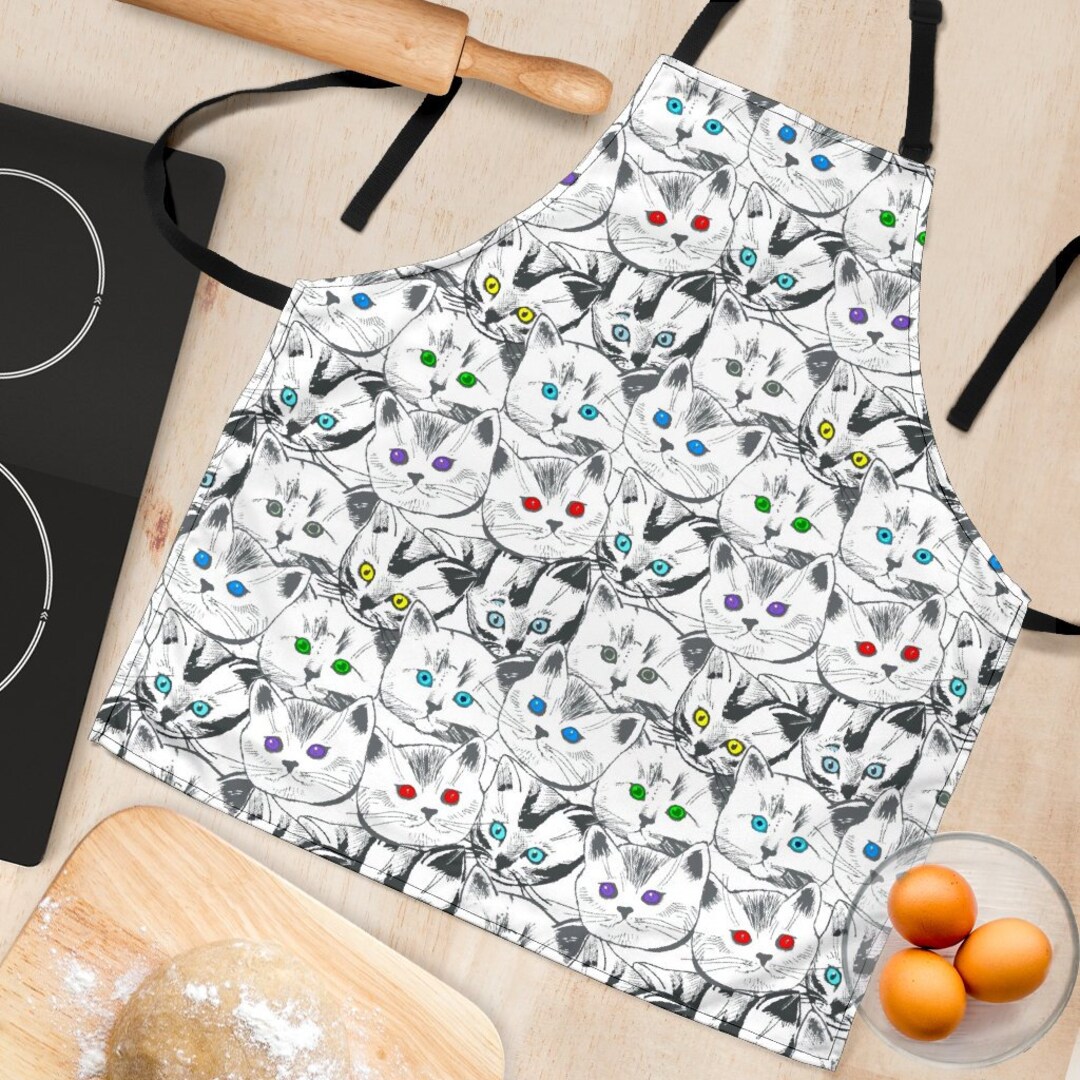 Cats Galore Cooking Apron white Perfect Gift for All Cat Lovers Who ...