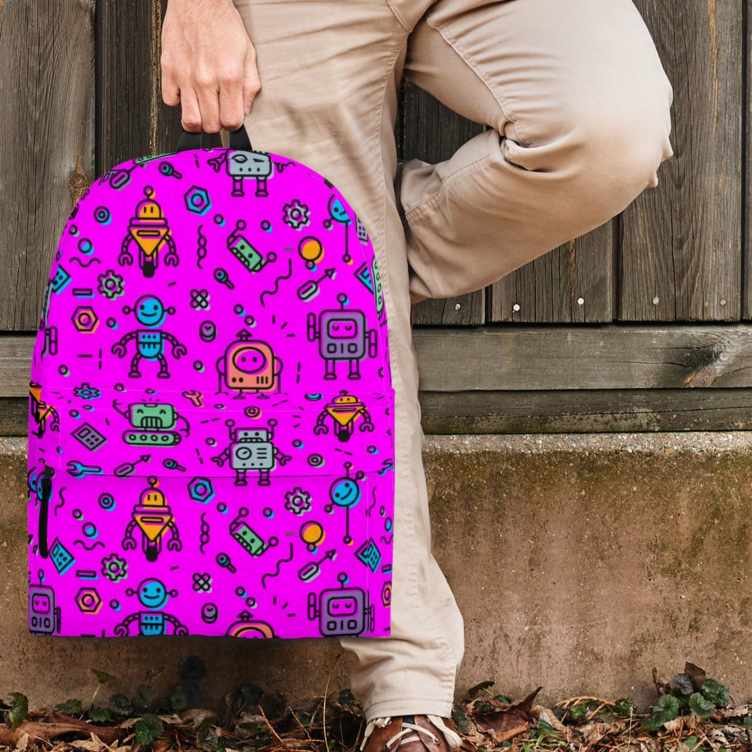 Mutant Robots Backpack for Kids, Teens, and Adults lilac Great Gift for ...