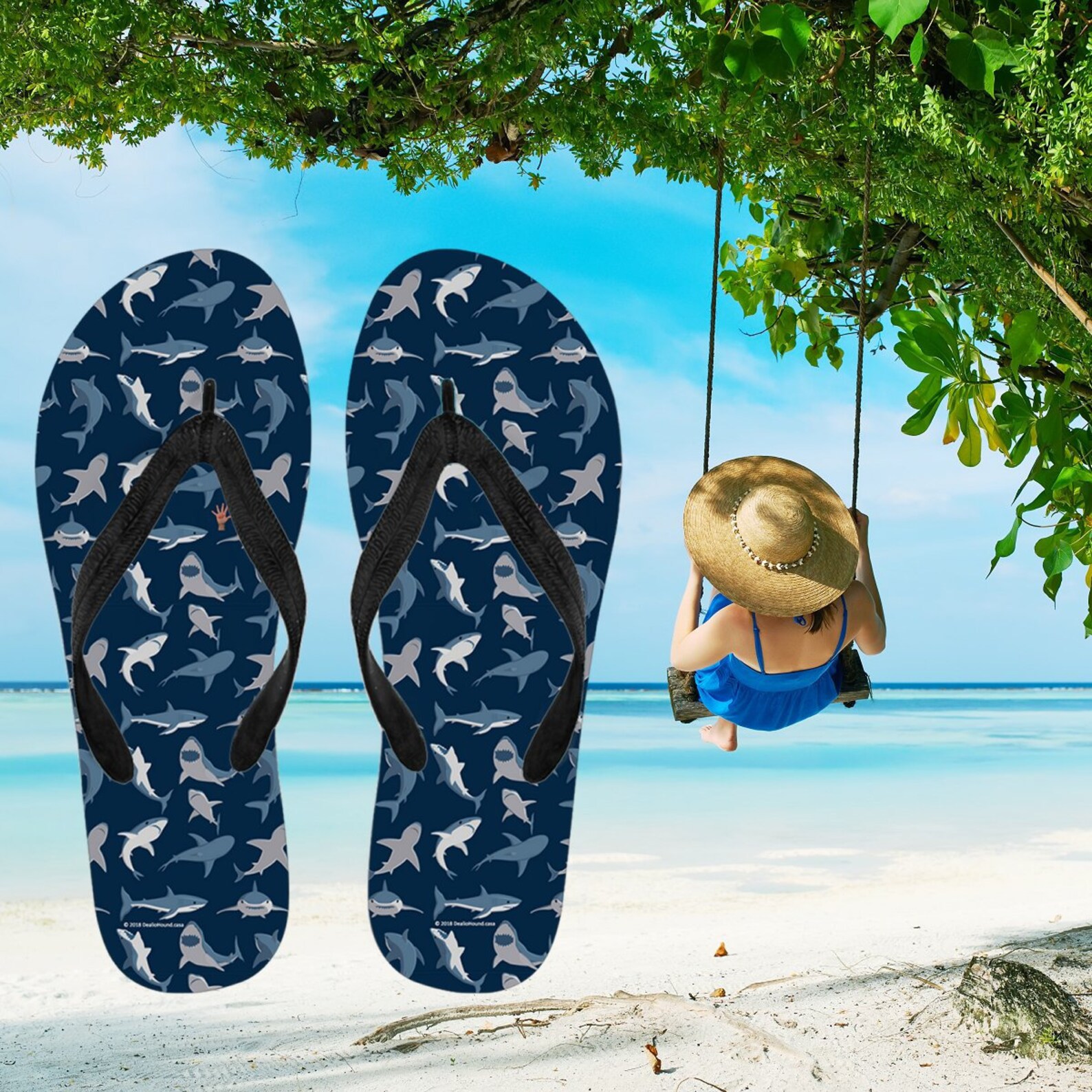 Great White Shark Flip-flops for Men & Women design 1 - Etsy