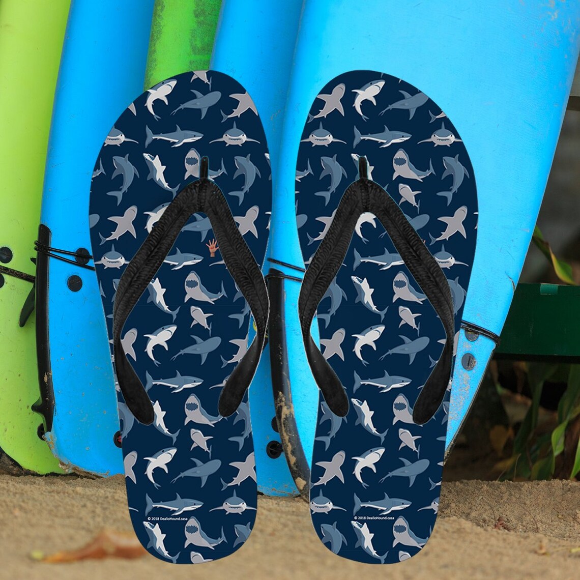 Great White Shark Flip-flops for Men & Women design 1 - Etsy