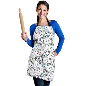 Cats Galore Cooking Apron white Perfect Gift for All Cat Lovers Who ...