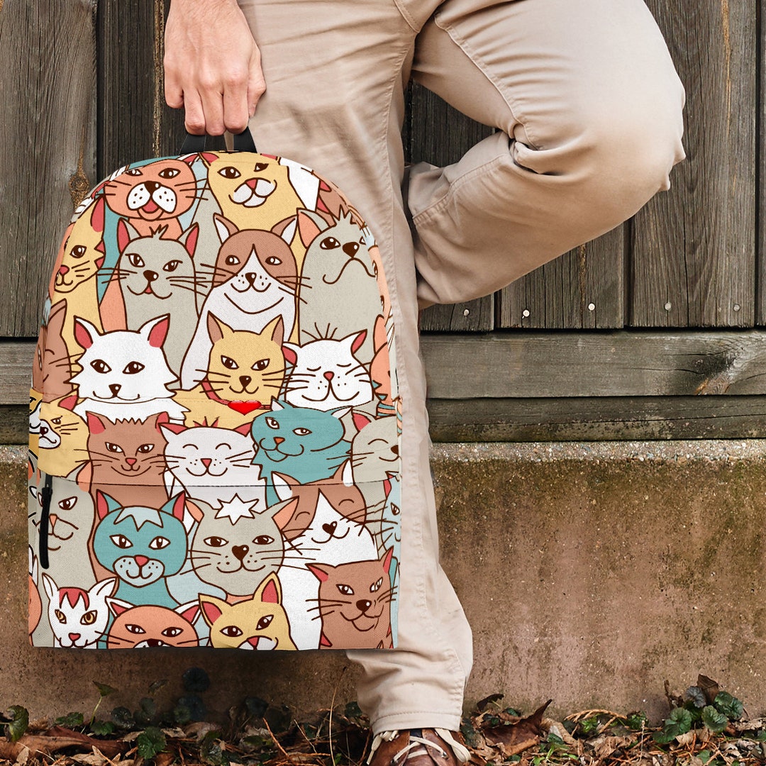 Cat Backpack for Kids, Teens, and Adults Crazy Cats Collection Design ...