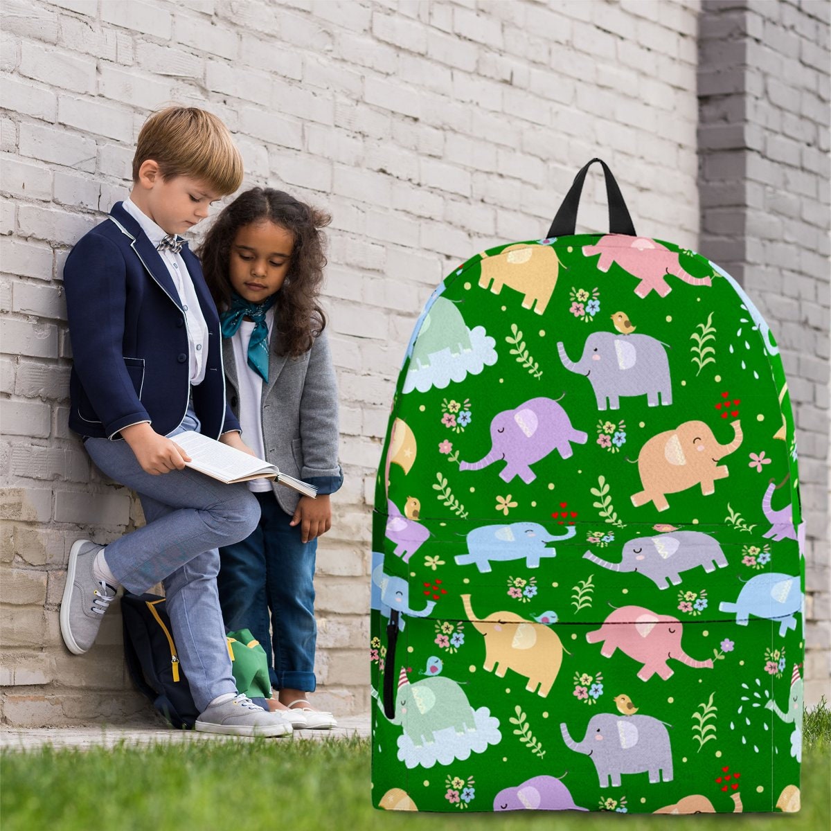 Wildlife Collection Elephants green Backpack for Kids | Etsy