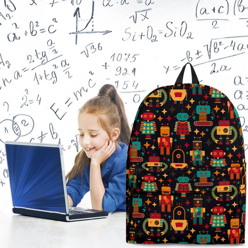Retro Robots Backpack for Kids Teens and Adults midnight - Etsy