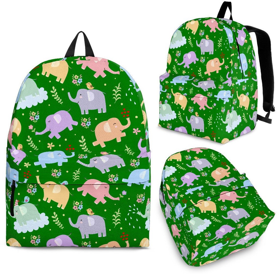 Wildlife Collection Elephants green Backpack for Kids | Etsy