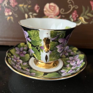 Royal Albert Vintage Tea Cup and Saucer, Men's Cup and Saucer. Provincial Flowers, Purple Violet ...