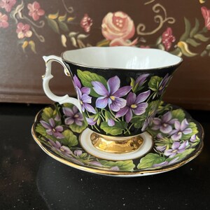 Royal Albert Vintage Tea Cup and Saucer, Men's Cup and Saucer. Provincial Flowers, Purple Violet ...