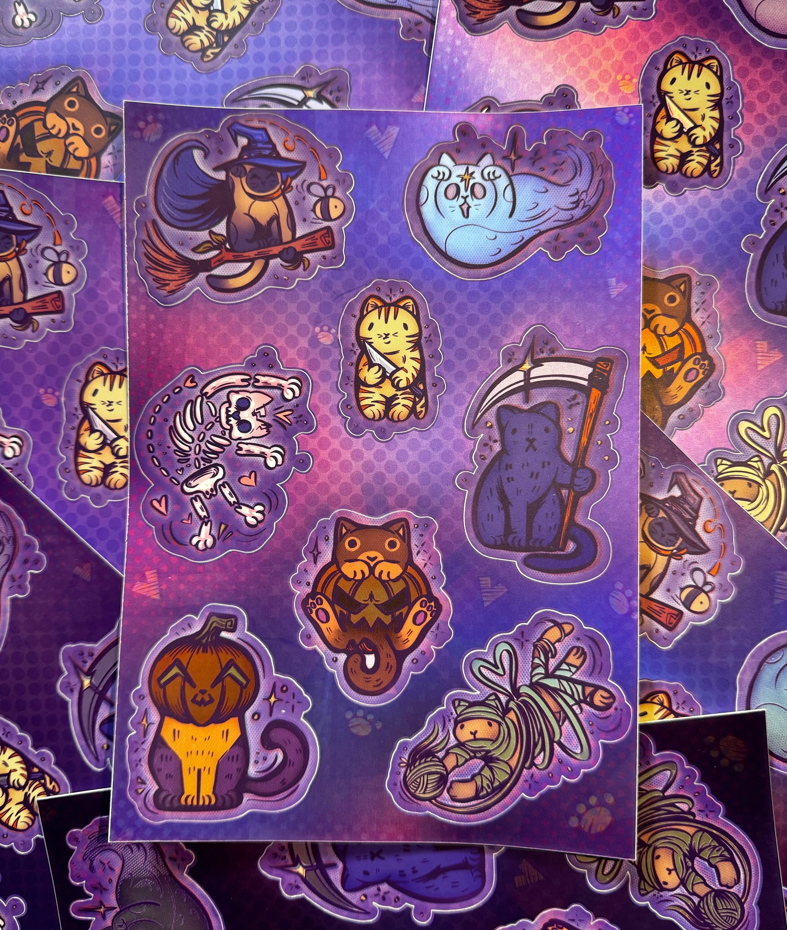 Eight Spooky Cats Matte Holographic Sticker Sheet - Etsy