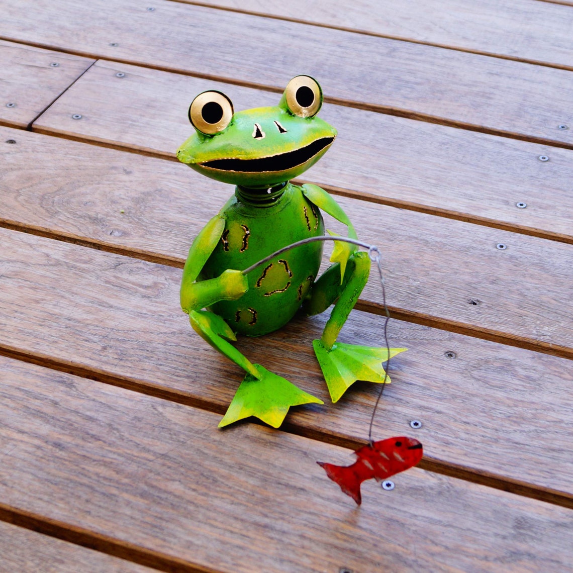 Frog with angel garden decoration figure handmade colorful | Etsy