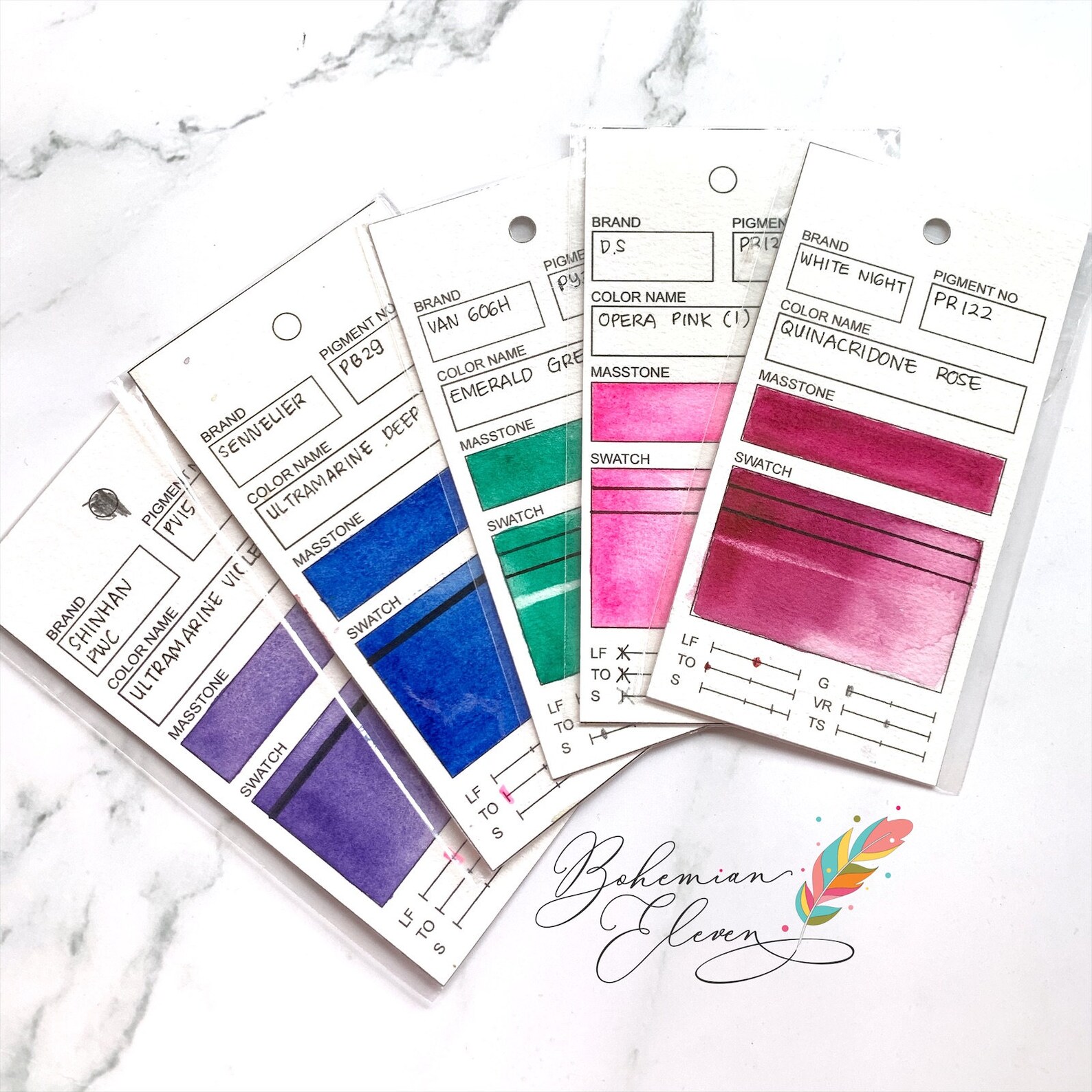 Watercolor Swatch Card Template printable Etsy