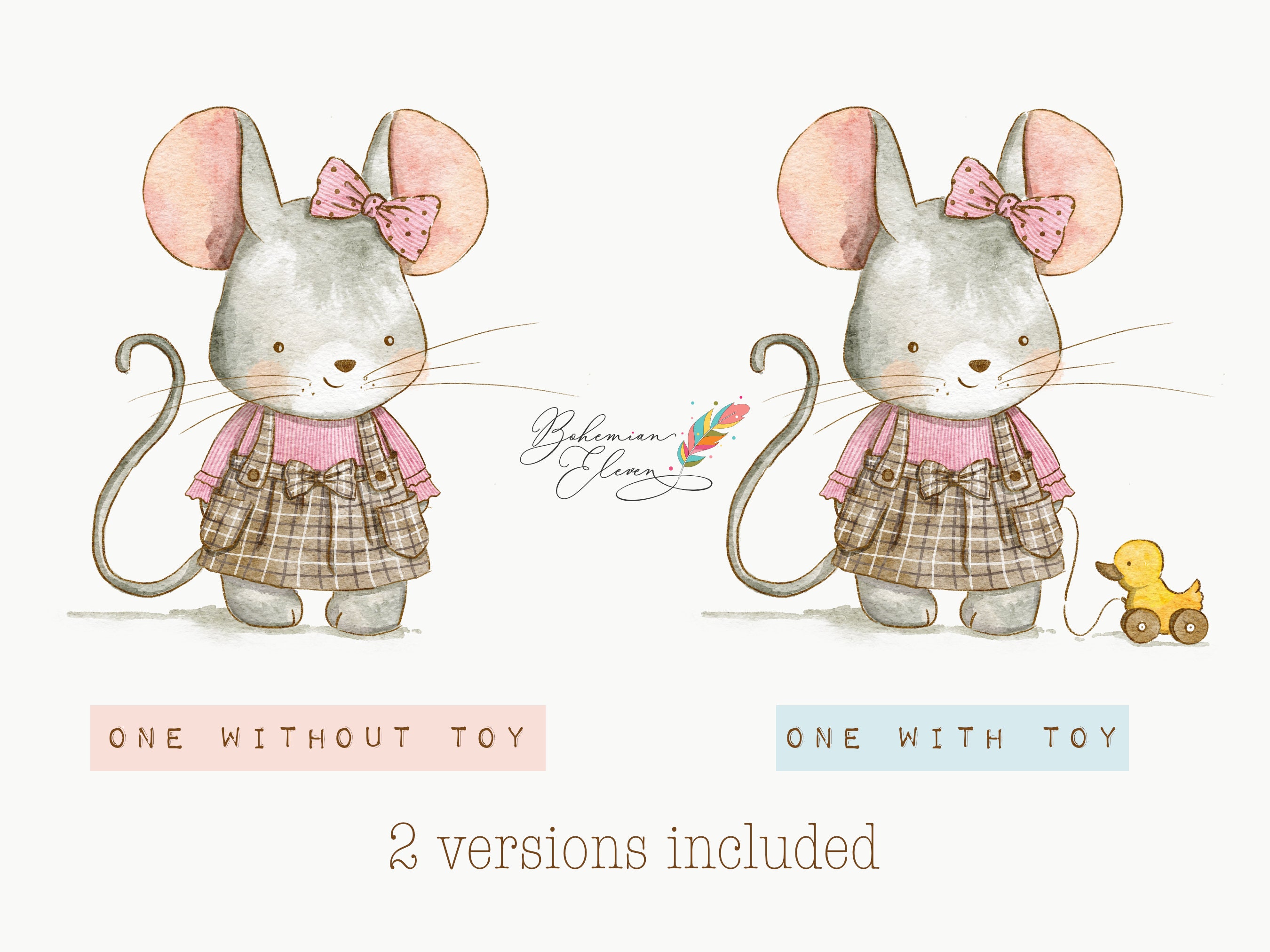 Watercolor Mouse: Hand Painted Clipart / Nursery Art / Baby | Etsy