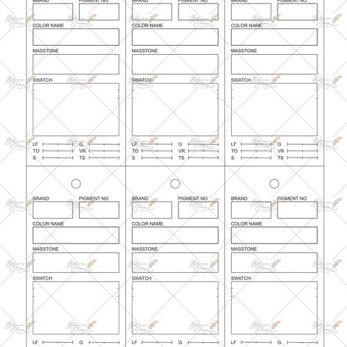 Watercolor Swatch Card Template/printable - Etsy