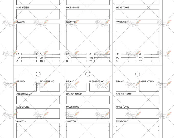 Watercolor Swatch Card Template/printable - Etsy