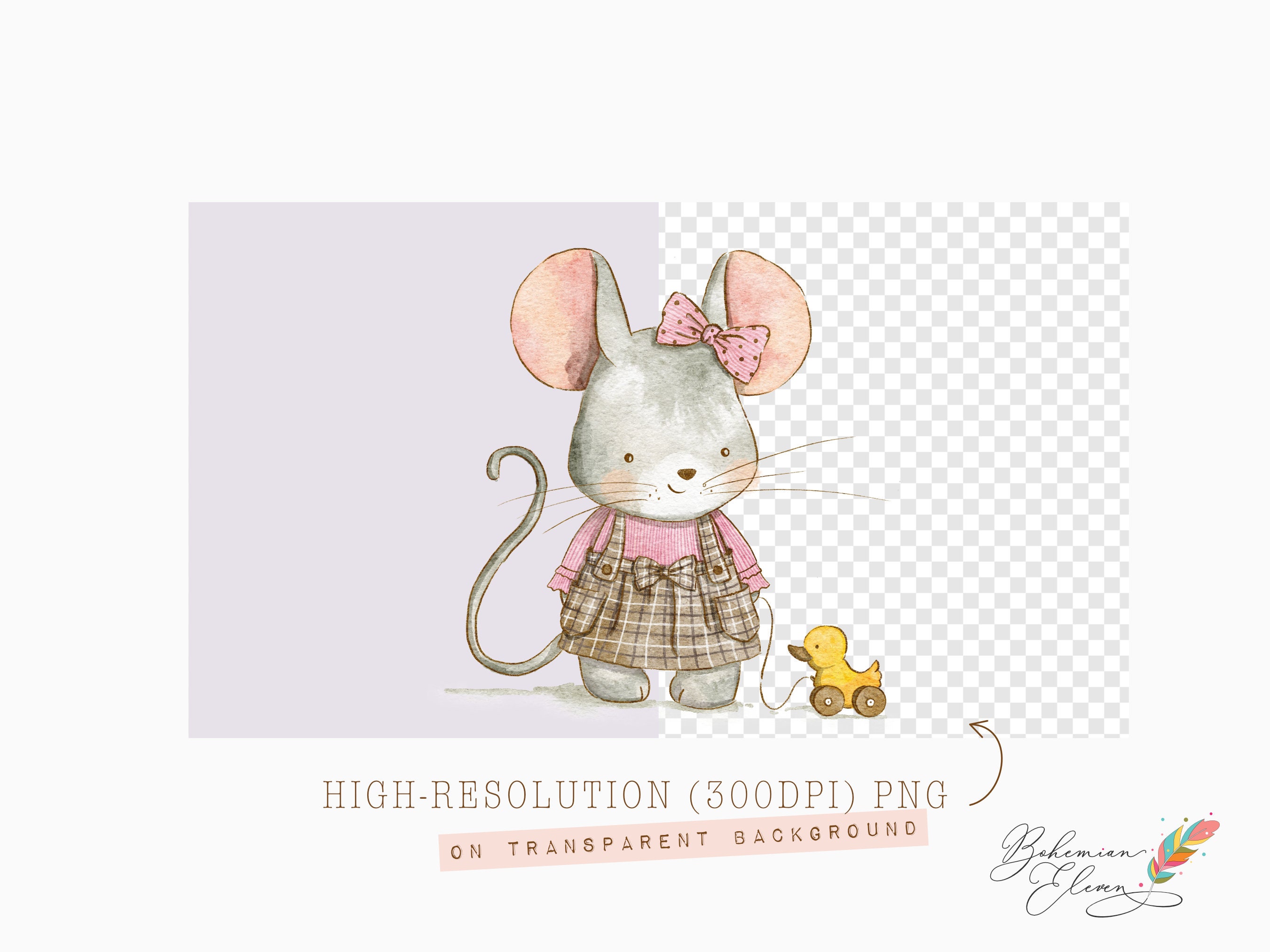 Watercolor Mouse: Hand Painted Clipart / Nursery Art / Baby Animal ...
