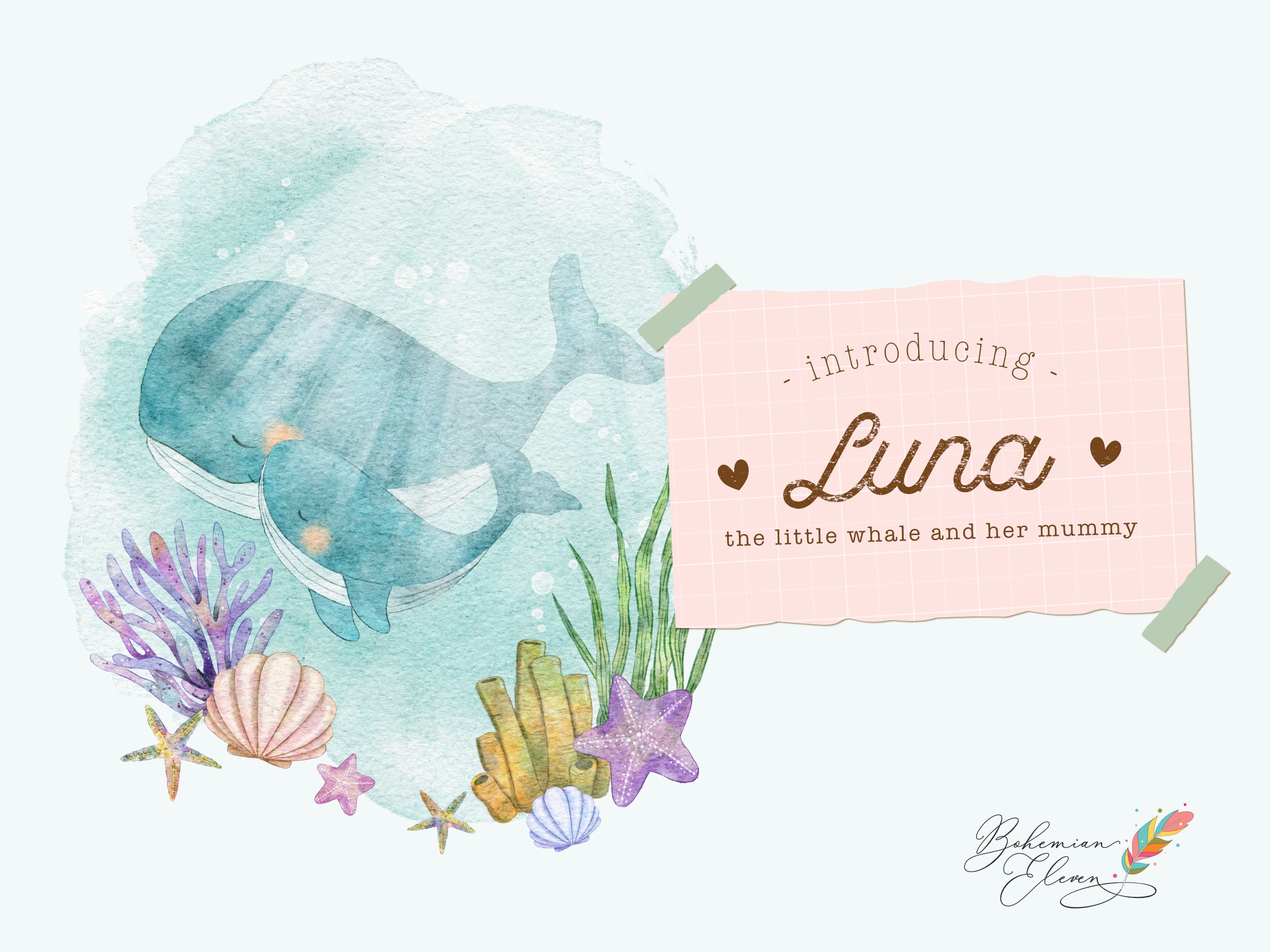 Watercolor Whale: Hand Painted Clipart / Nursery Art / Baby Animal ...