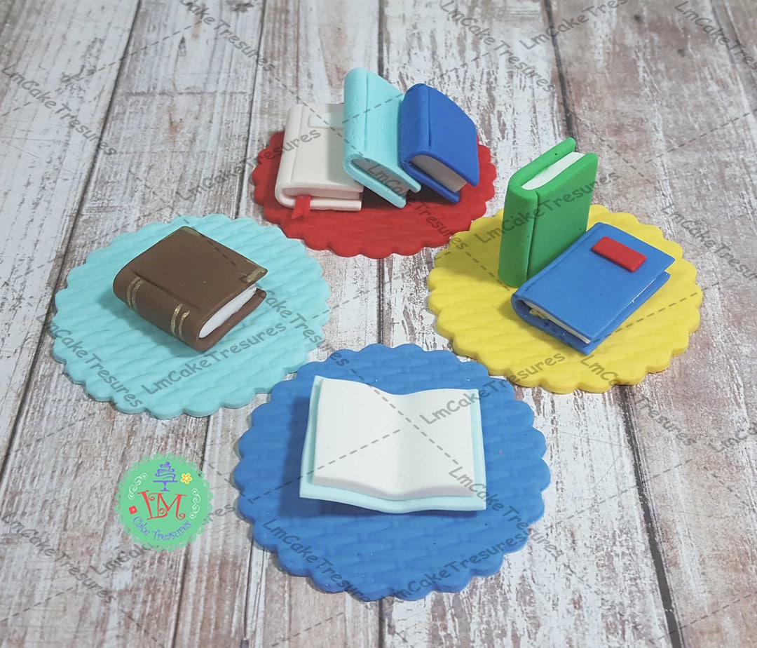 Fondant 3D Books Set #4 Cupcake Ctoppers (12) - Fondant Cupcakes ...