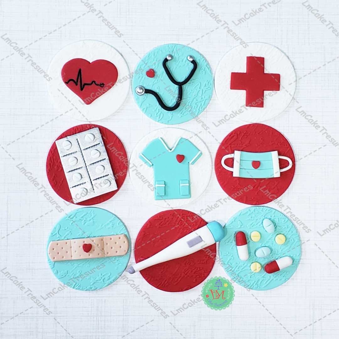 Medical Fondant Cupcake Toppers (12) – Nurse, Doctor Graduation ...