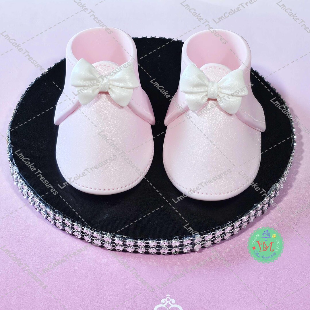 Baby Booties Cake Topper - Fondant Baby Booties - Fondant Baby Shoes ...