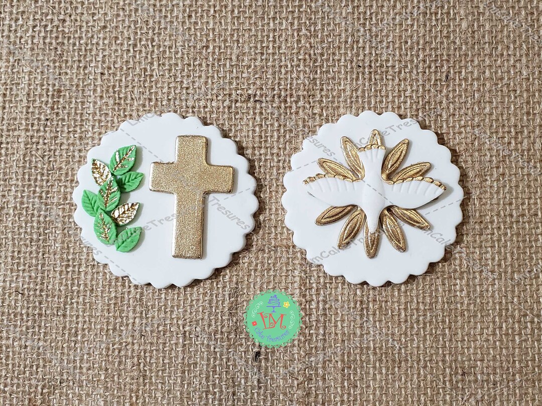 Baptism/confirmation/first Communion Cupcake Toppers (12) - Fondant ...