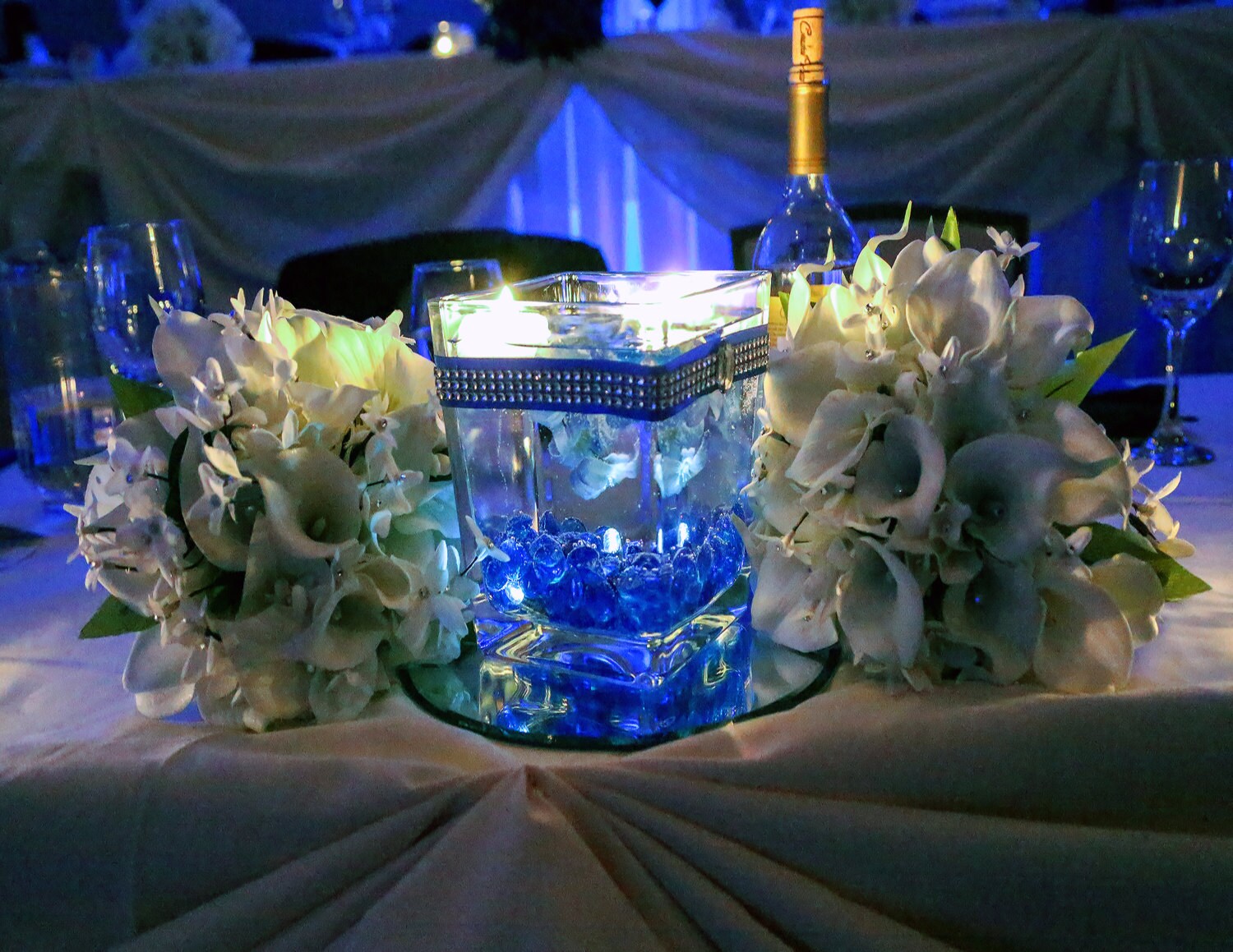 Royal Blue Lighted Square Glass Wedding Centerpiece - Etsy