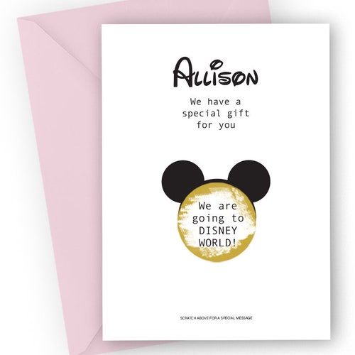 Disney Trip Scratch Card Personalised Disney Surprise Trip | Etsy
