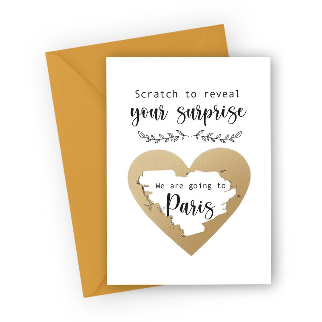 Surprise Trip Reveal Scratch Card, Personalised Travel Ticket Card ...