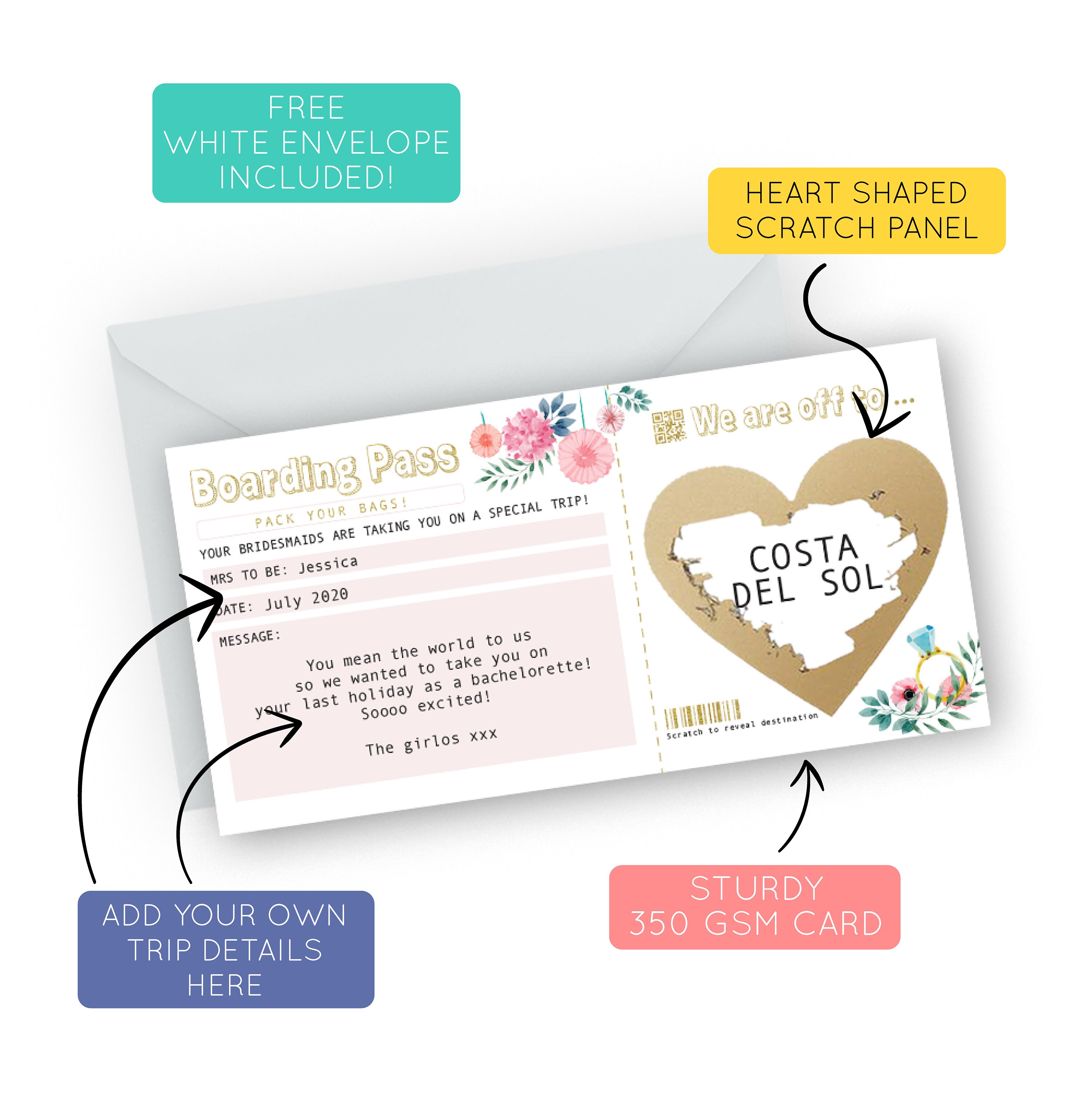 Paper Destination announcement Hen party surprise trip reveal ...