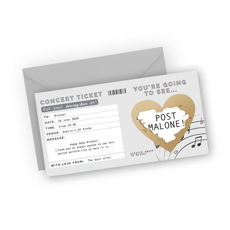 Surprise Concert Ticket Scratch Card Surprise Event Gig - Etsy
