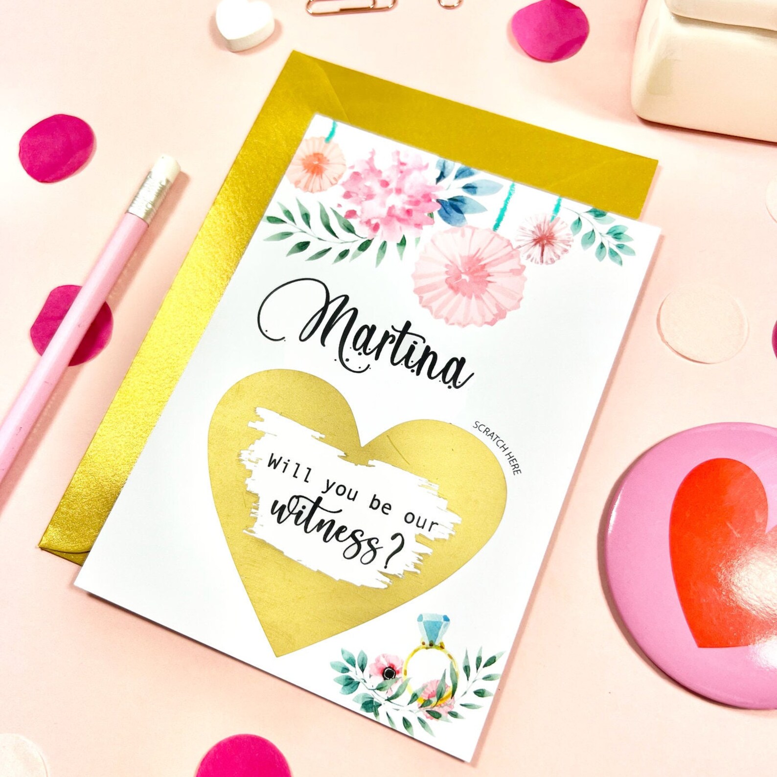 Will You Be Our Witness Scratch Card, Custom Wedding Party Proposal ...