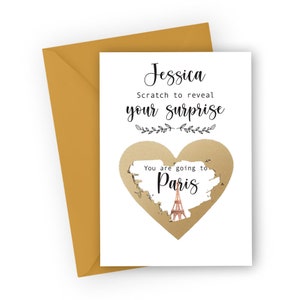Paris Surprise Trip Reveal Scratch Card Personalised France | Etsy