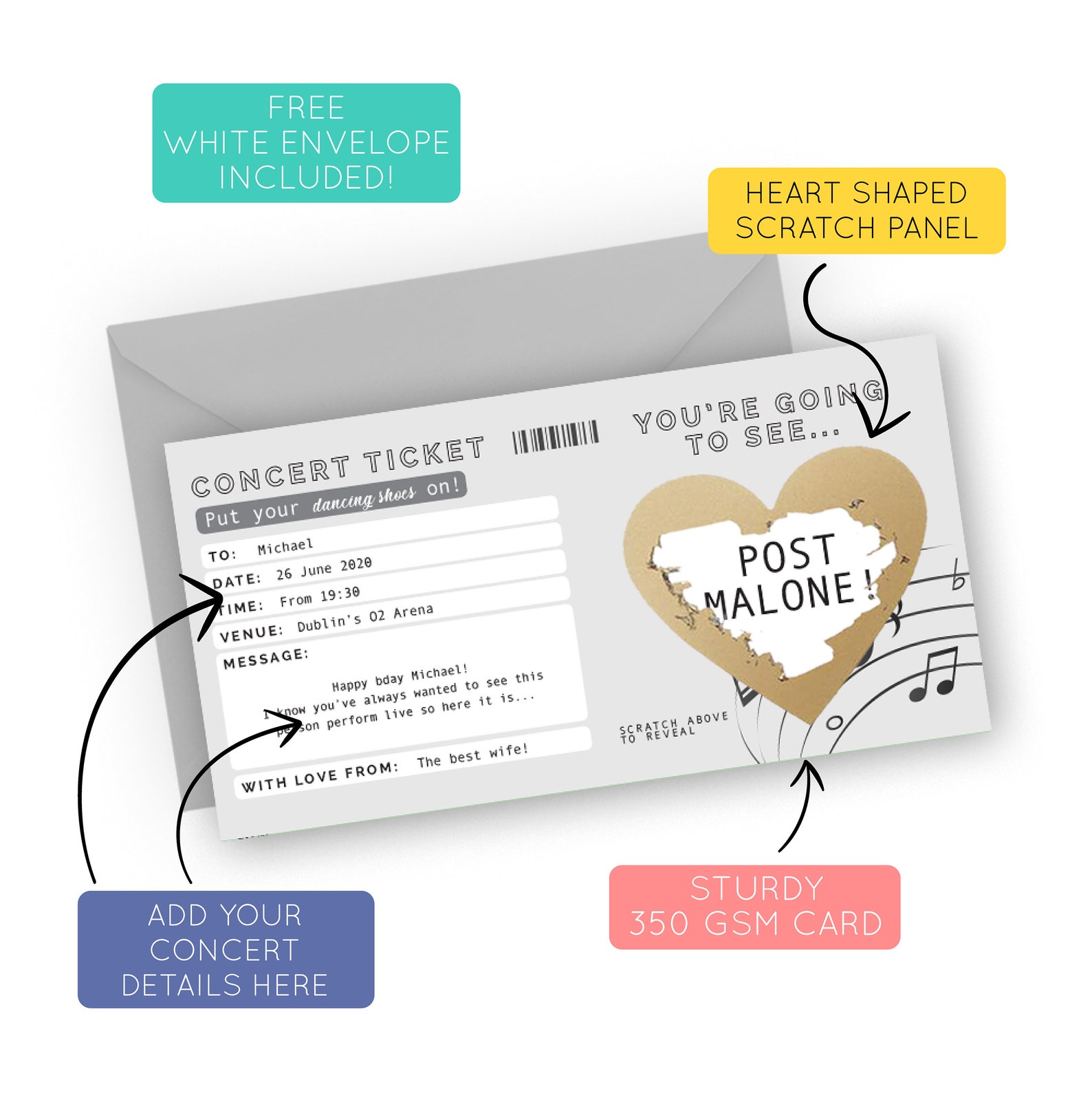 Surprise Concert Ticket Scratch Card Surprise Event Gig - Etsy