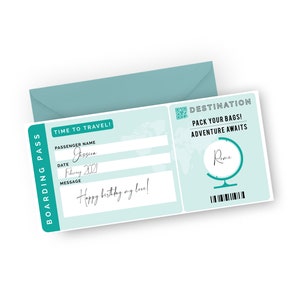 Surprise Trip Reveal, Boarding Pass Fake Card, Plane Ticket Template ...