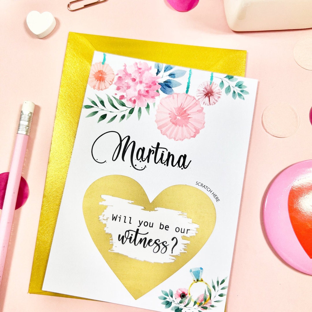 Will You Be Our Witness Scratch Card, Custom Wedding Party Proposal ...