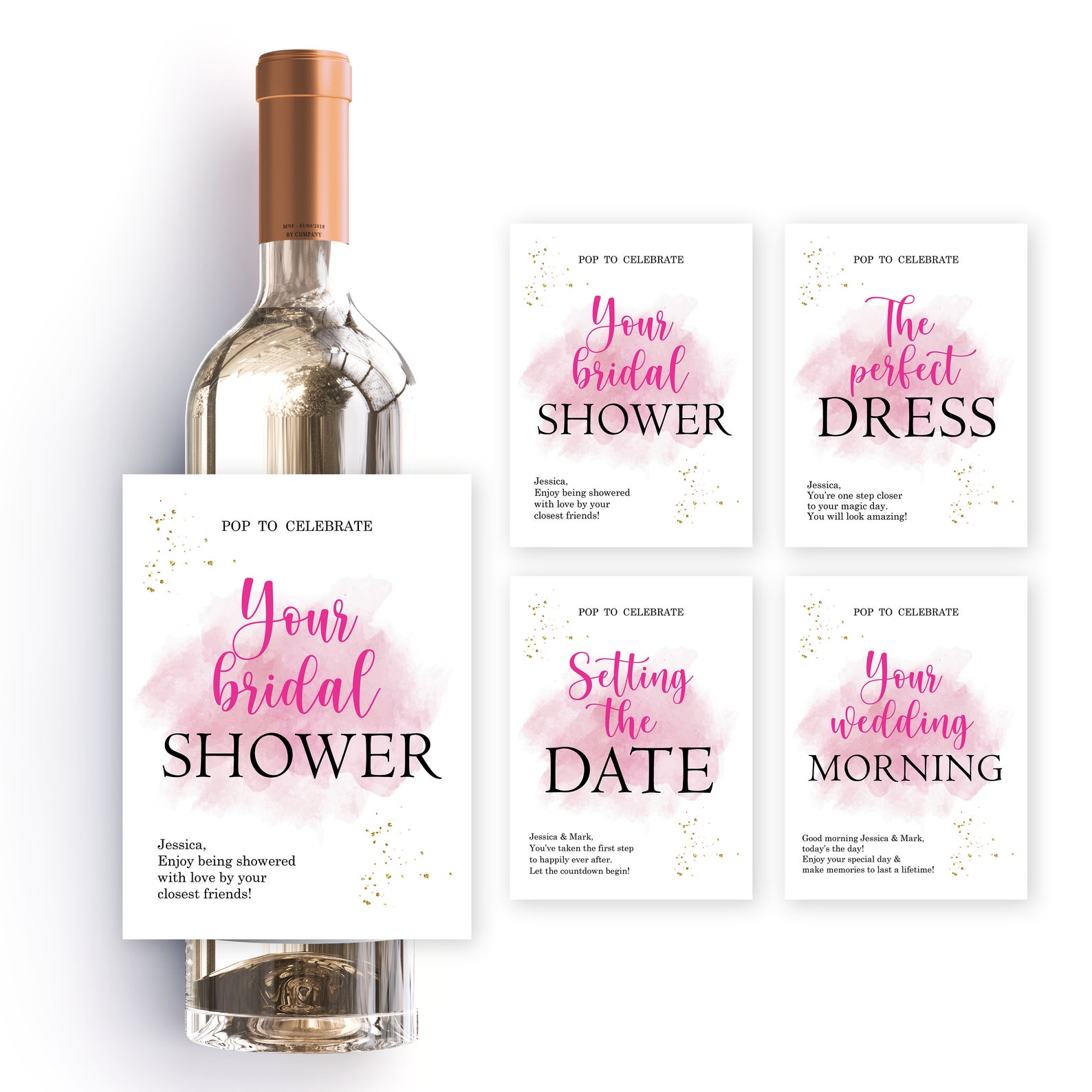 4 Engagement wine labels Personalised bottle stickers set | Etsy