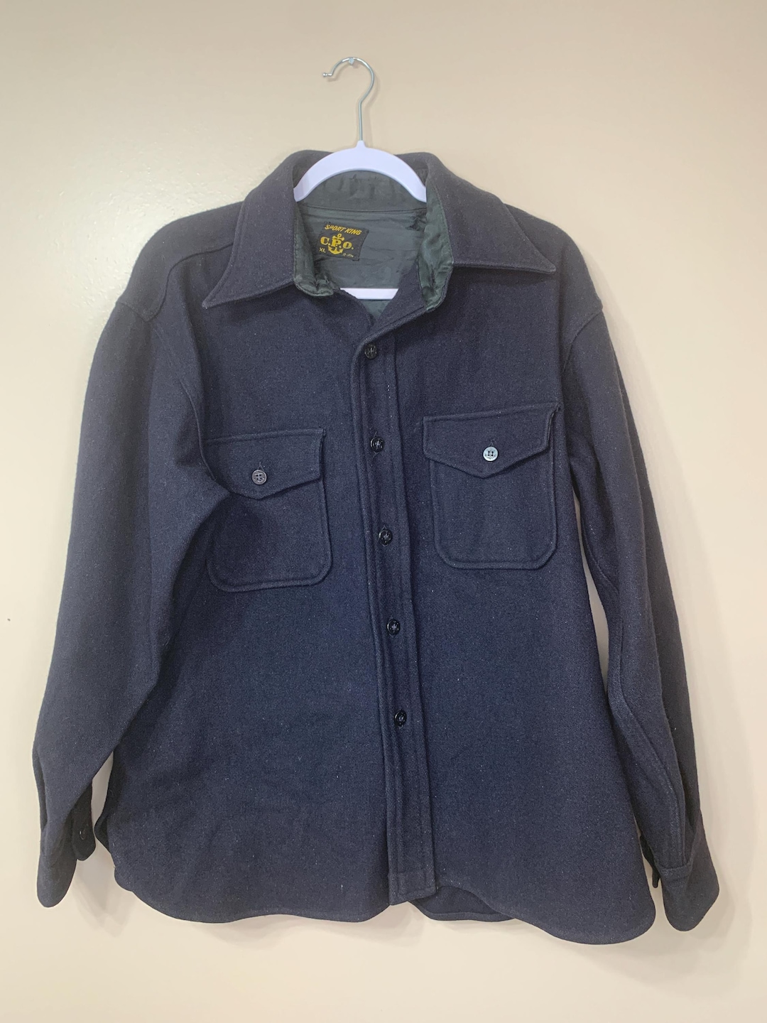 Vintage Navy Sport King CPO Black Wool Shirt Men's XL 17-17 1/2 60s 70s Navy - Etsy