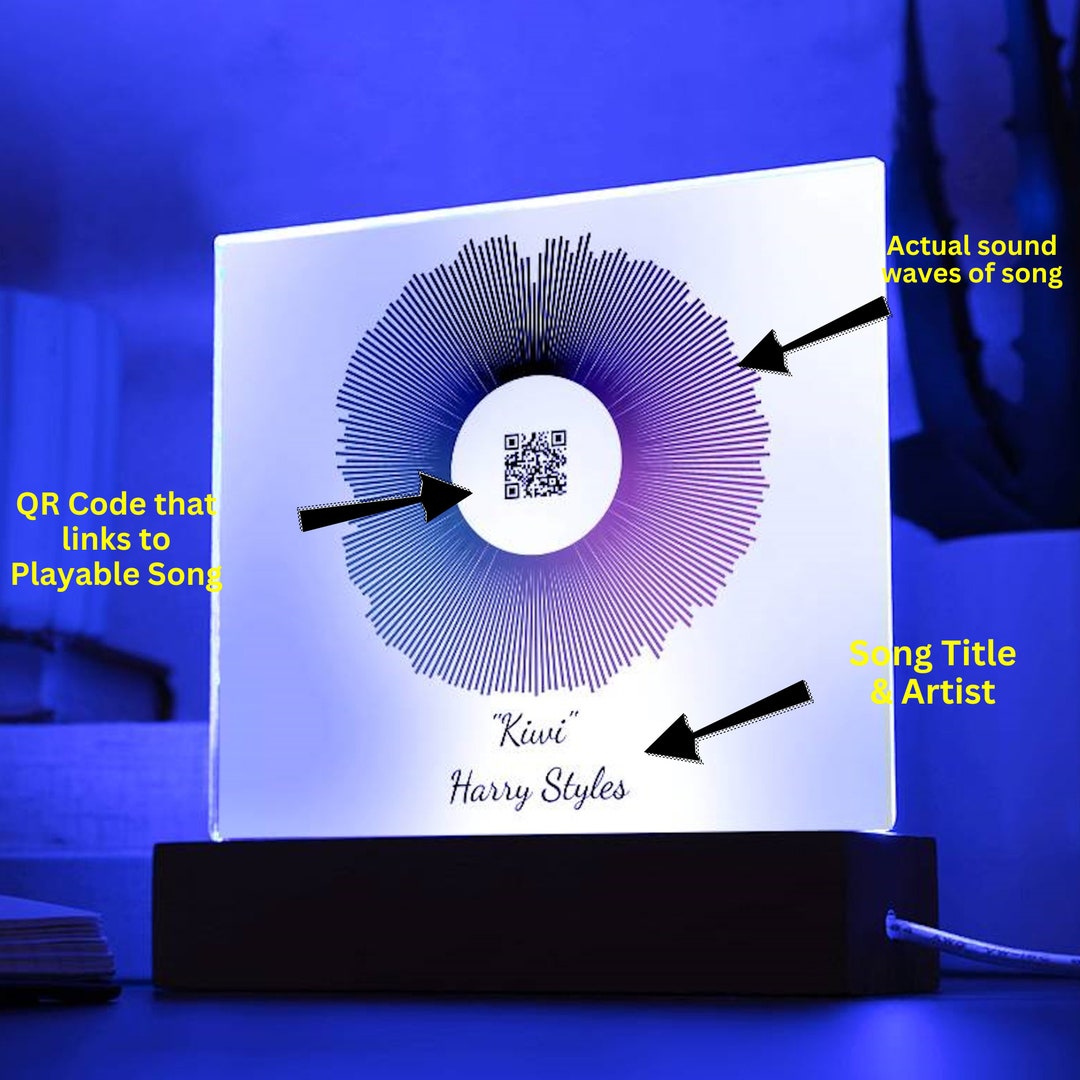 LED Soundwave Plaque With QR Code Custom Song Art Anniversary Gift With ...