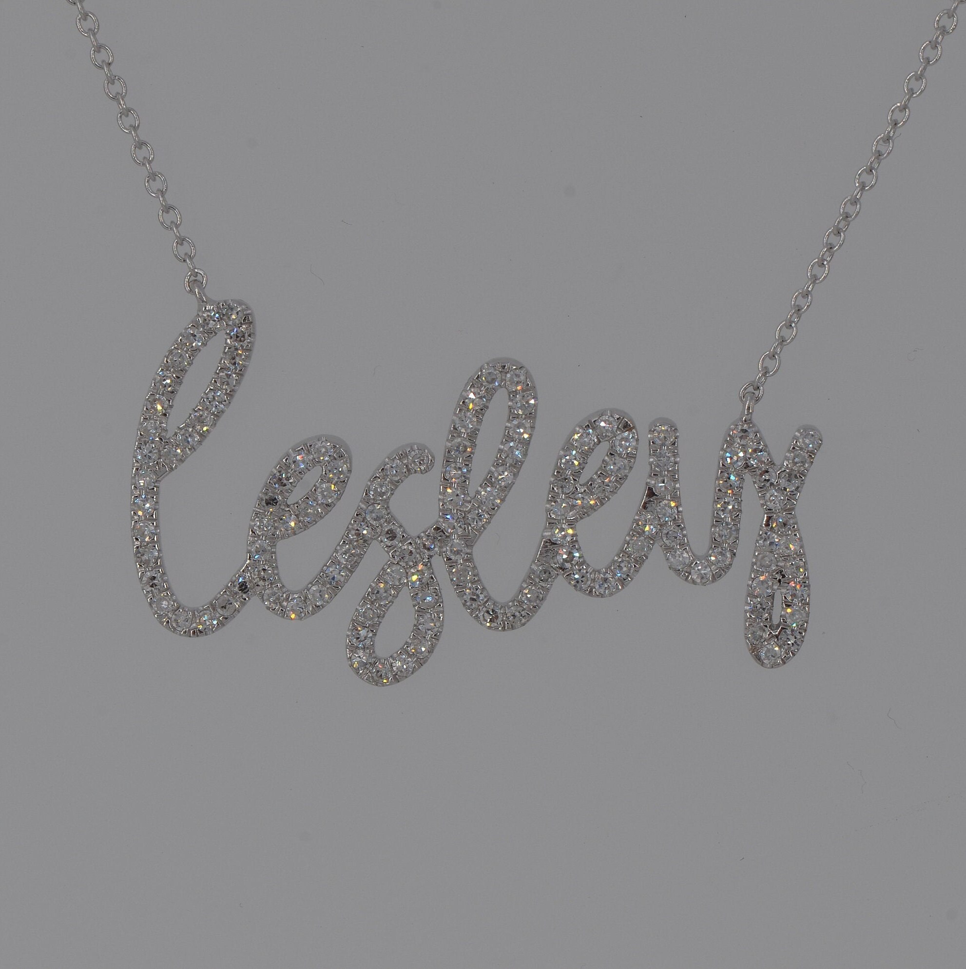 14k Solid White Gold Name Plate Necklace Personalized Name Etsy