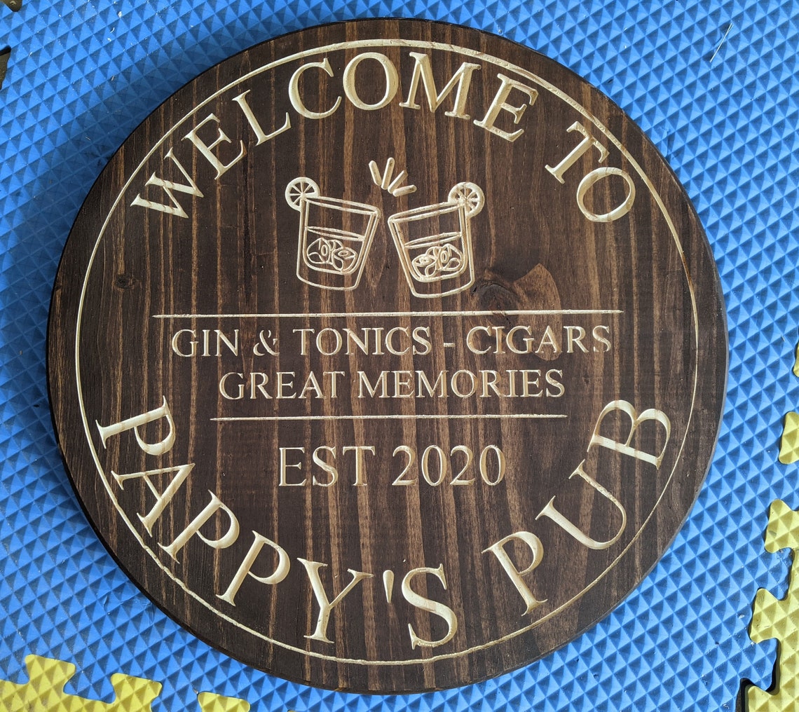 Custom Carved Wooden Pub Sign: Personalized Home Bar Decor - Etsy
