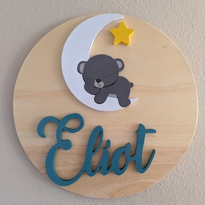 Personalized Baby Name Sign: Sleepy Bear Wooden Nursery Decor - Etsy