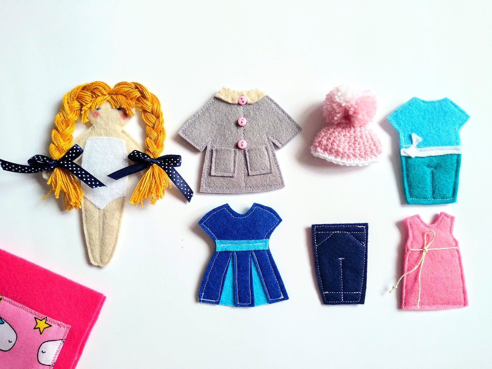 Felt Paper Doll, Starter Set, Felt Doll, Dress up Outfit Doll, Cloth ...