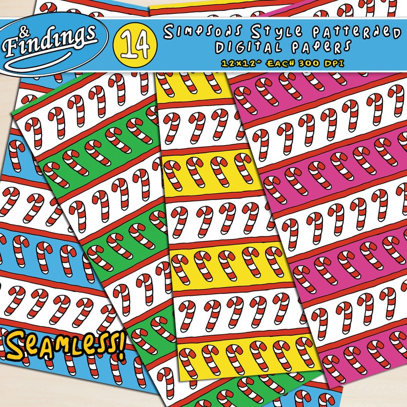 Instant Download Simpsons Style Christmas Digital Paper Ready to Print ...