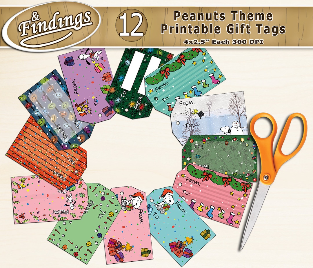 Instant Download Peanuts GIFT TAGS Ready to Print, Snoopy, Woodstock ...