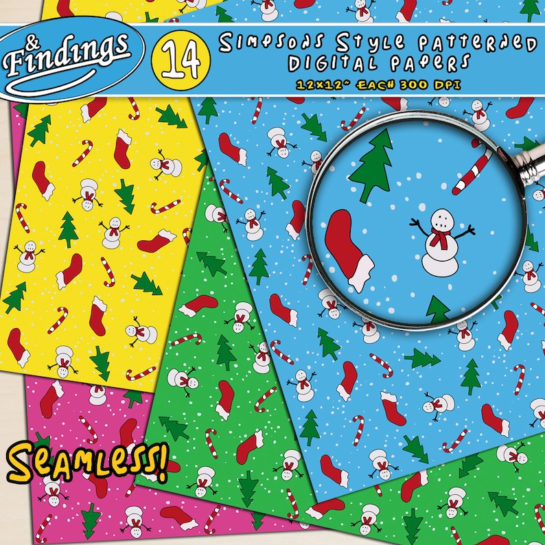 Instant Download Simpsons Style Christmas Digital Paper Ready to Print ...