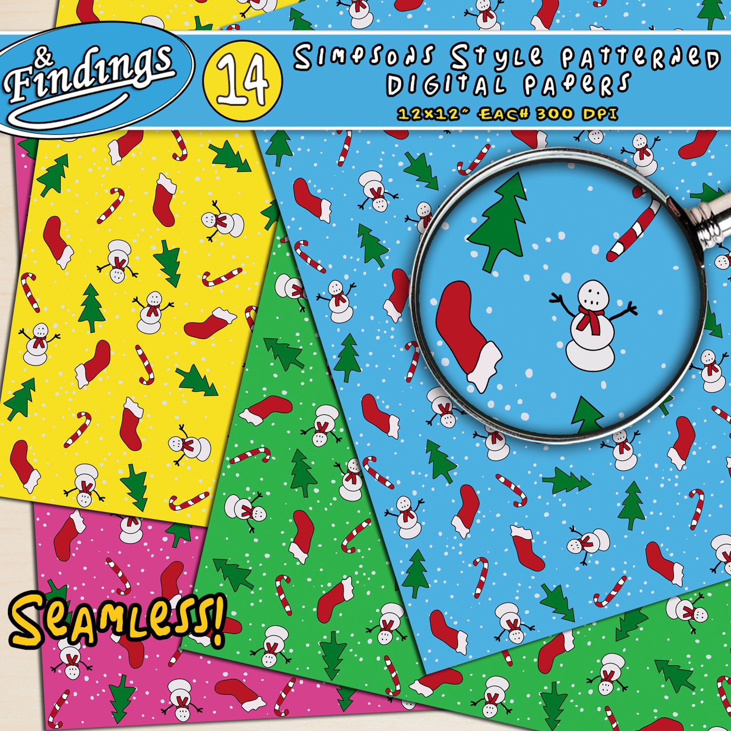 Instant Download Simpsons Style Christmas Digital Paper Ready to Print ...
