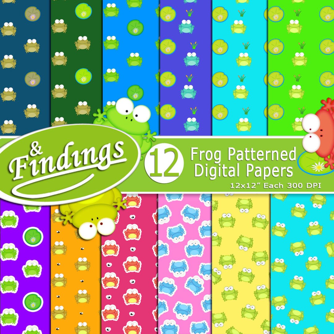 Frogs Galore! Instant Download, Ready to Print Digital Paper, Frogs and ...