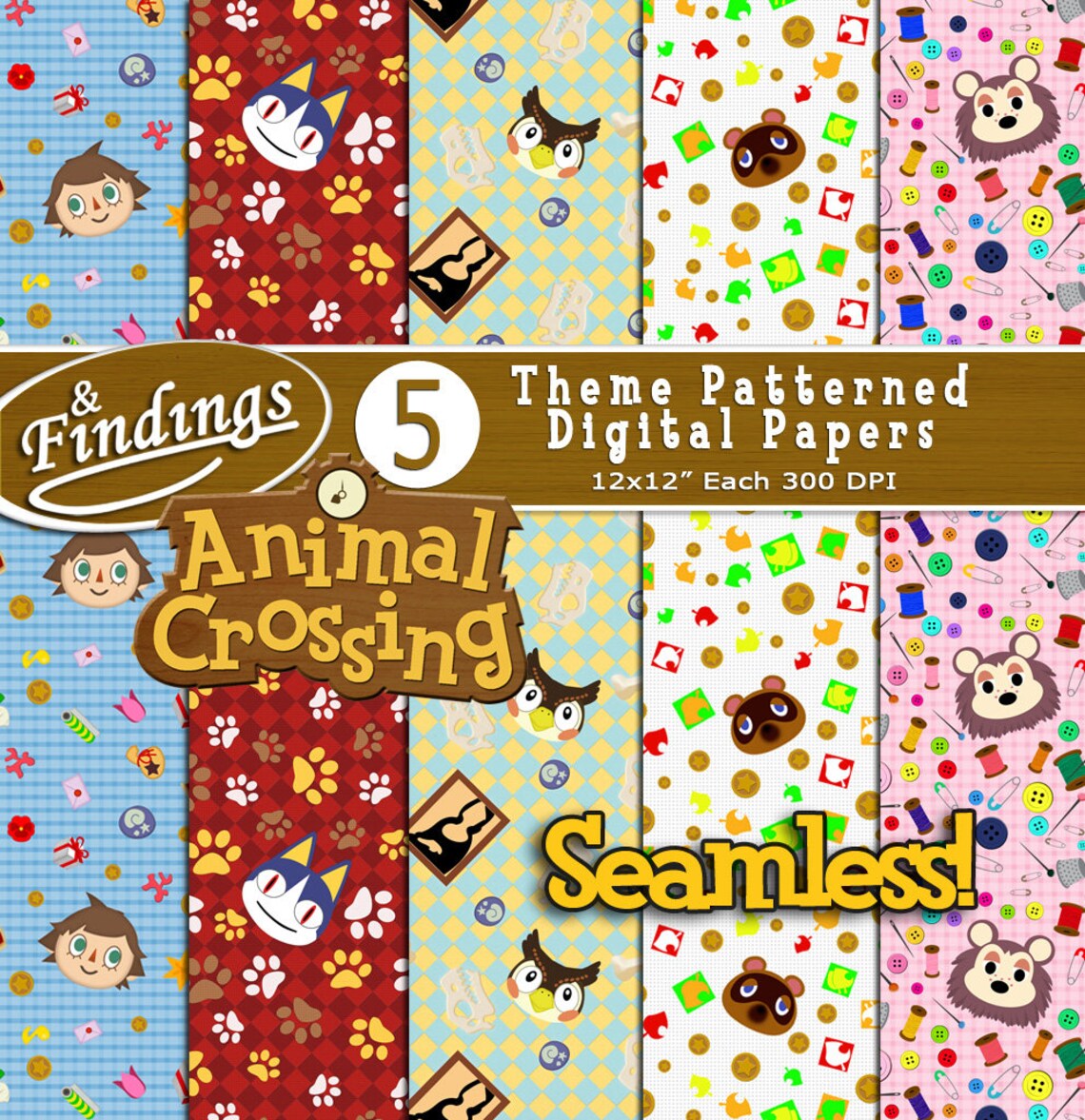 Instant Download Animal Crossing Themed Digital Paper Ready to Print ...