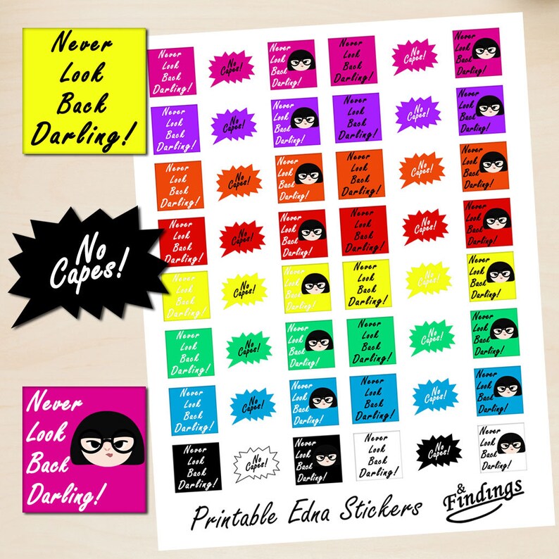 Instant Download Edna Mode Printable Stickers, Incredibles, No Cape ...