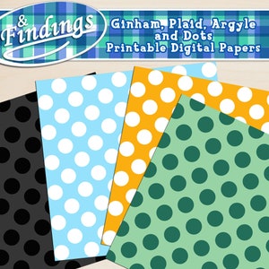 Instant Download Ginham, Plaid, Argyle and Dots. Printable Digital ...