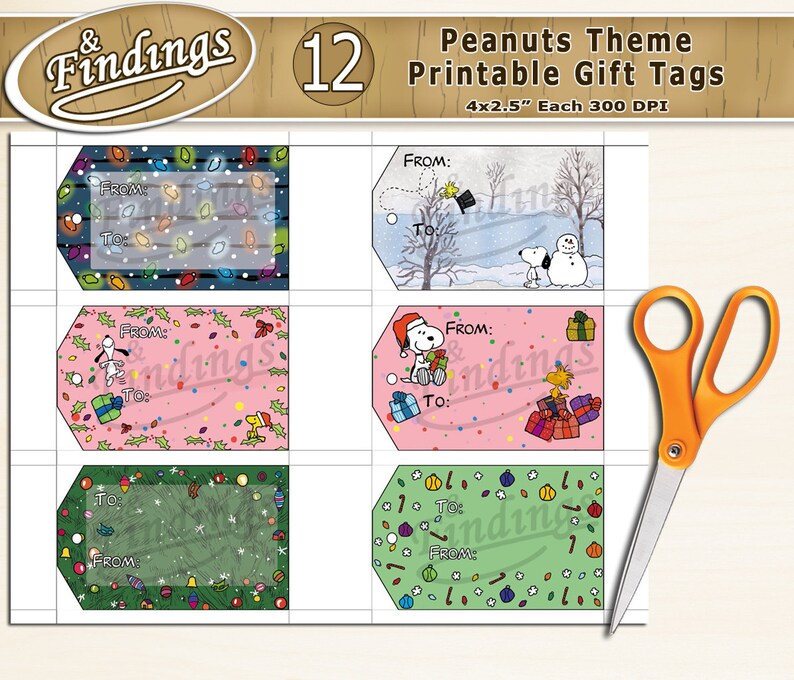 Instant Download Peanuts GIFT TAGS Ready to Print, Snoopy, Woodstock ...