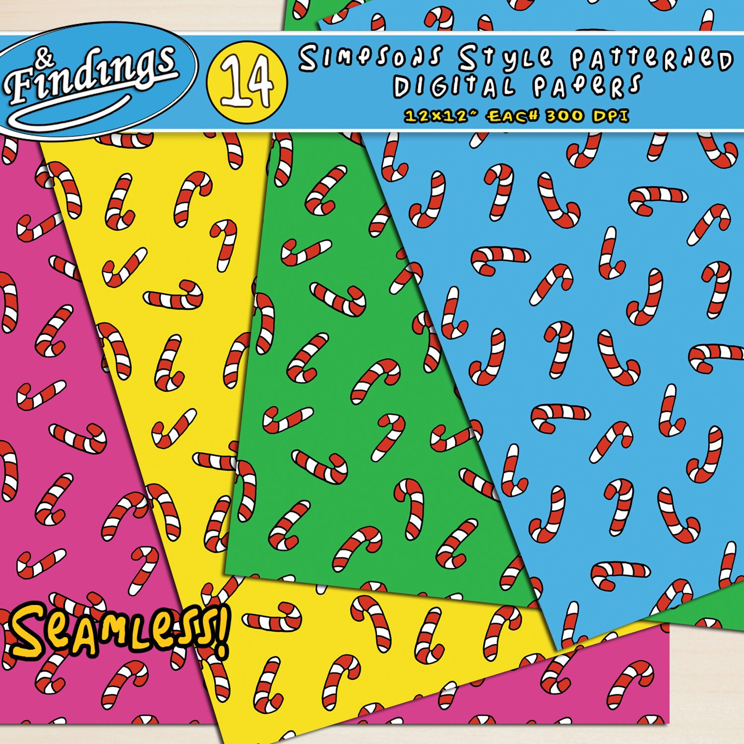 Instant Download Simpsons Style Christmas Digital Paper Ready to Print ...